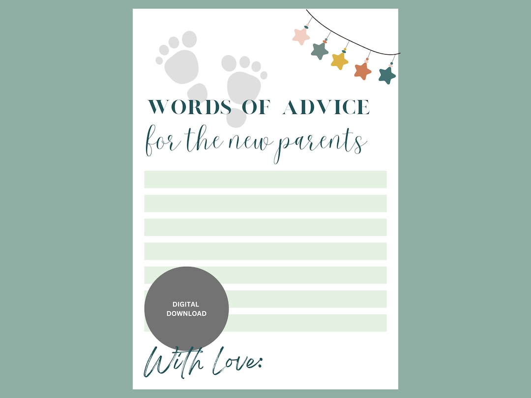 Advice for New Parents Baby Shower Game - Etsy