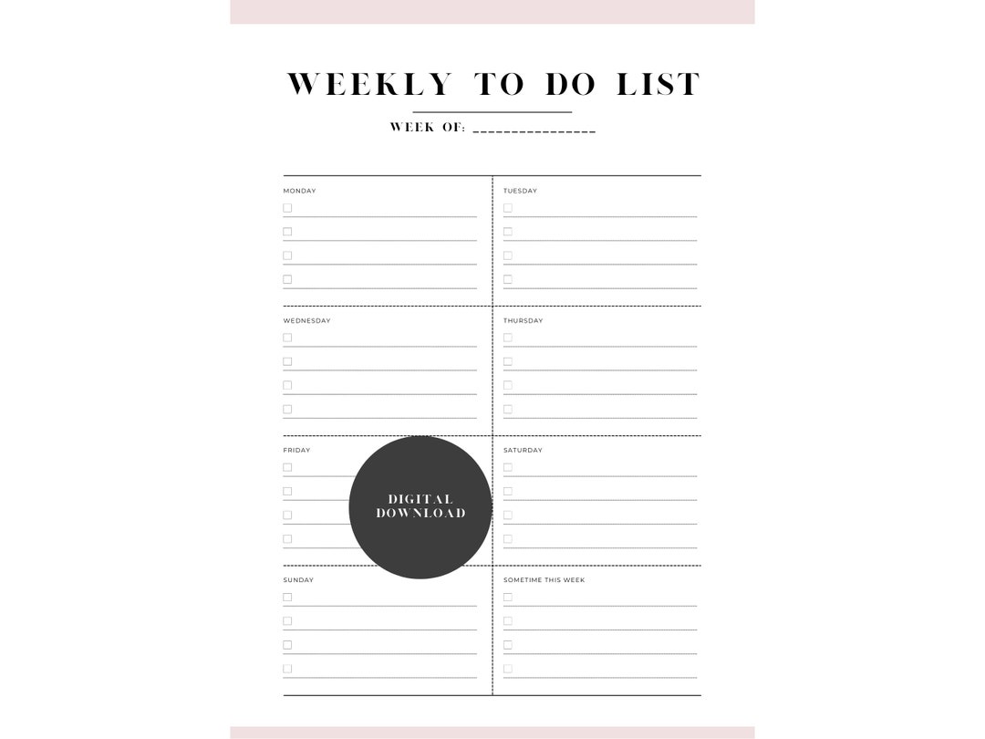Weekly to Do List Template - Etsy