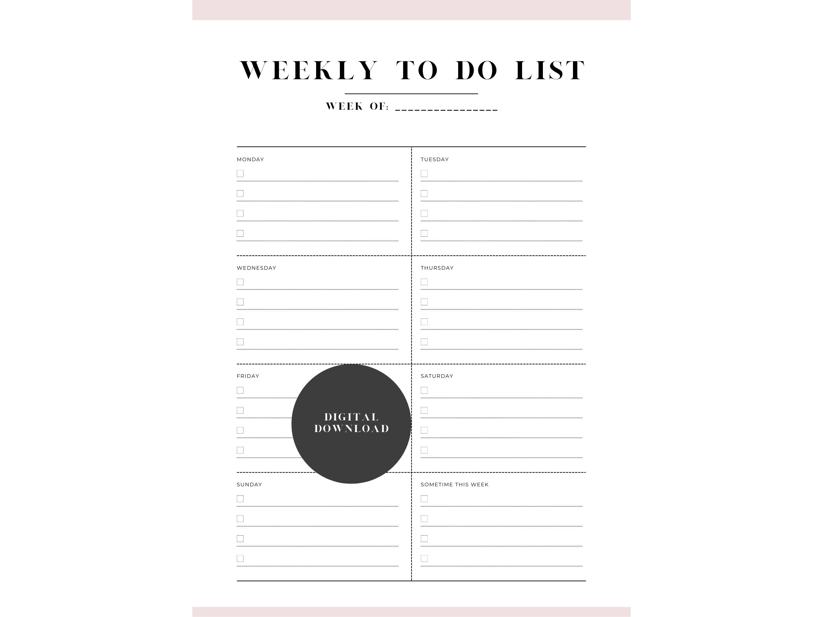 Weekly to Do List Template - Etsy