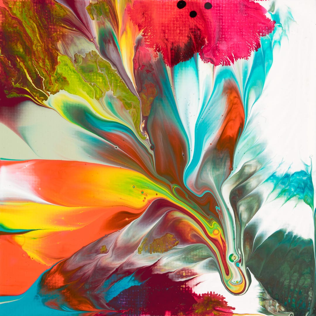 Mini Abstract Painting Flourish No 7 With Floating Frame | 4x4 Acrylic ...