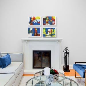 First Light Full Set of 4 Abstract Art Prints, Wall Art, Horizontal or ...