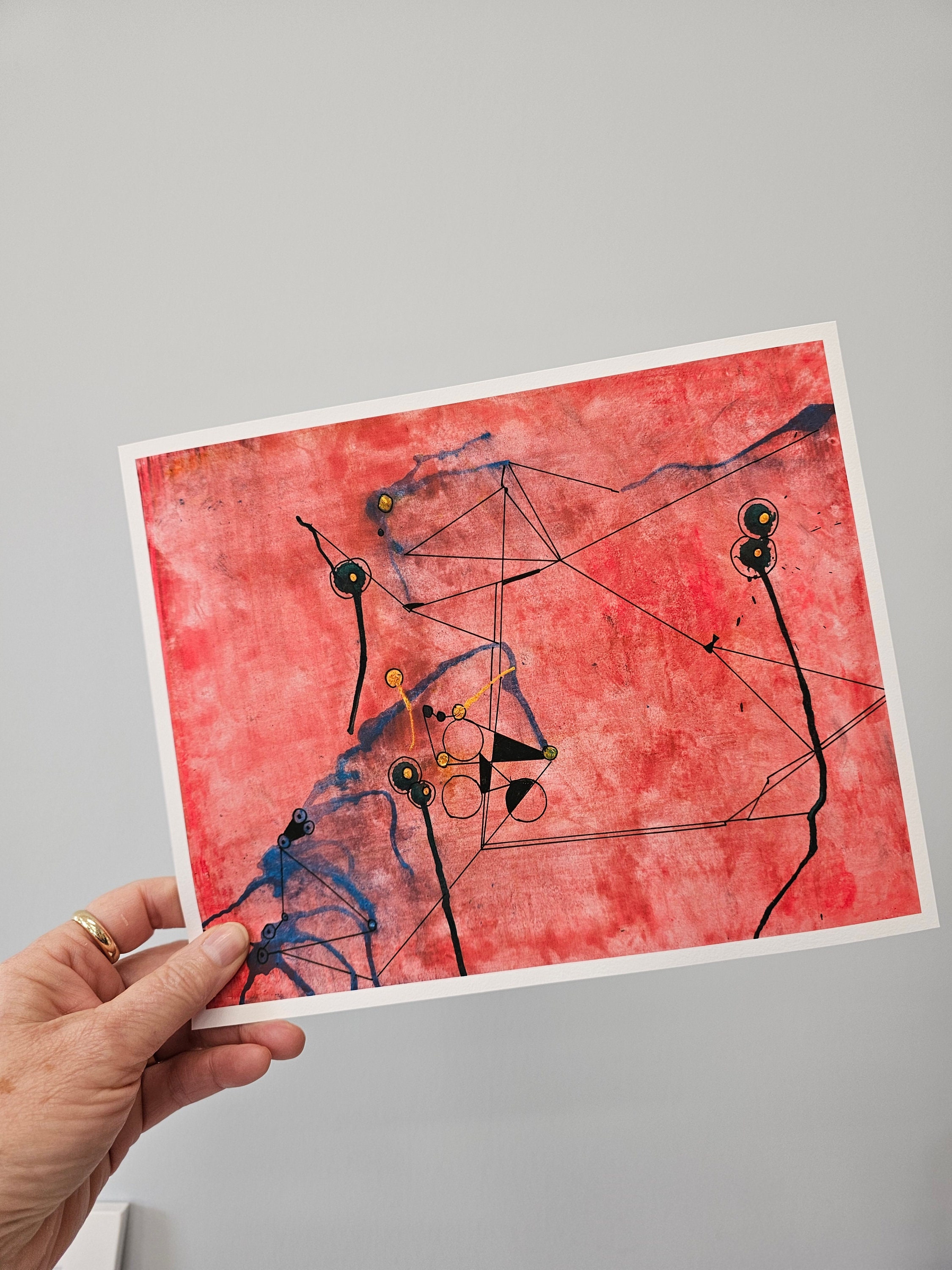 Kite Sky Fine Art Print,kites in Flight, Abstract Red Black Art - Etsy