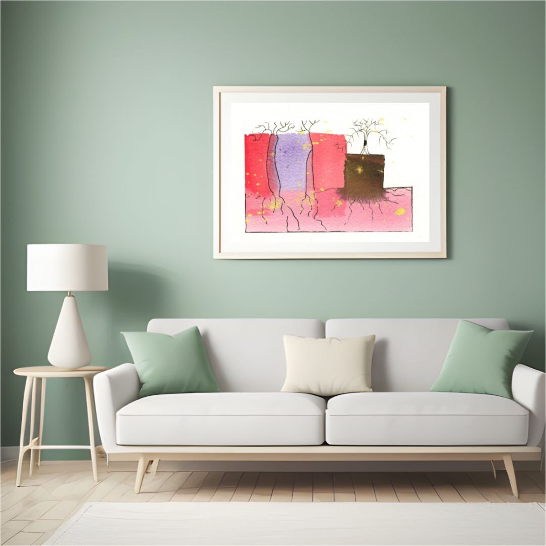 Abstract Red Tree and Roots Deeply Rooted Art Work Wall Art, Red and ...