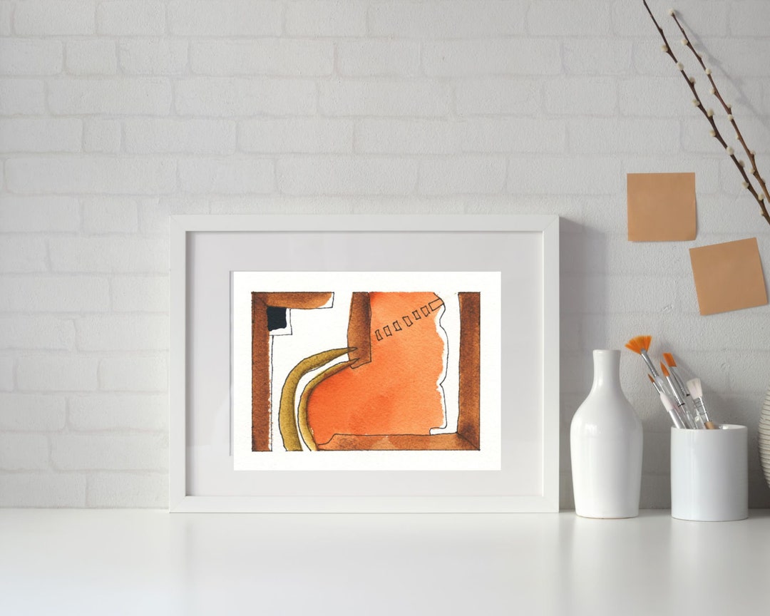 Abstract Heart, Mended Heart, Broken Heart Art Work Wall Art, Orange ...