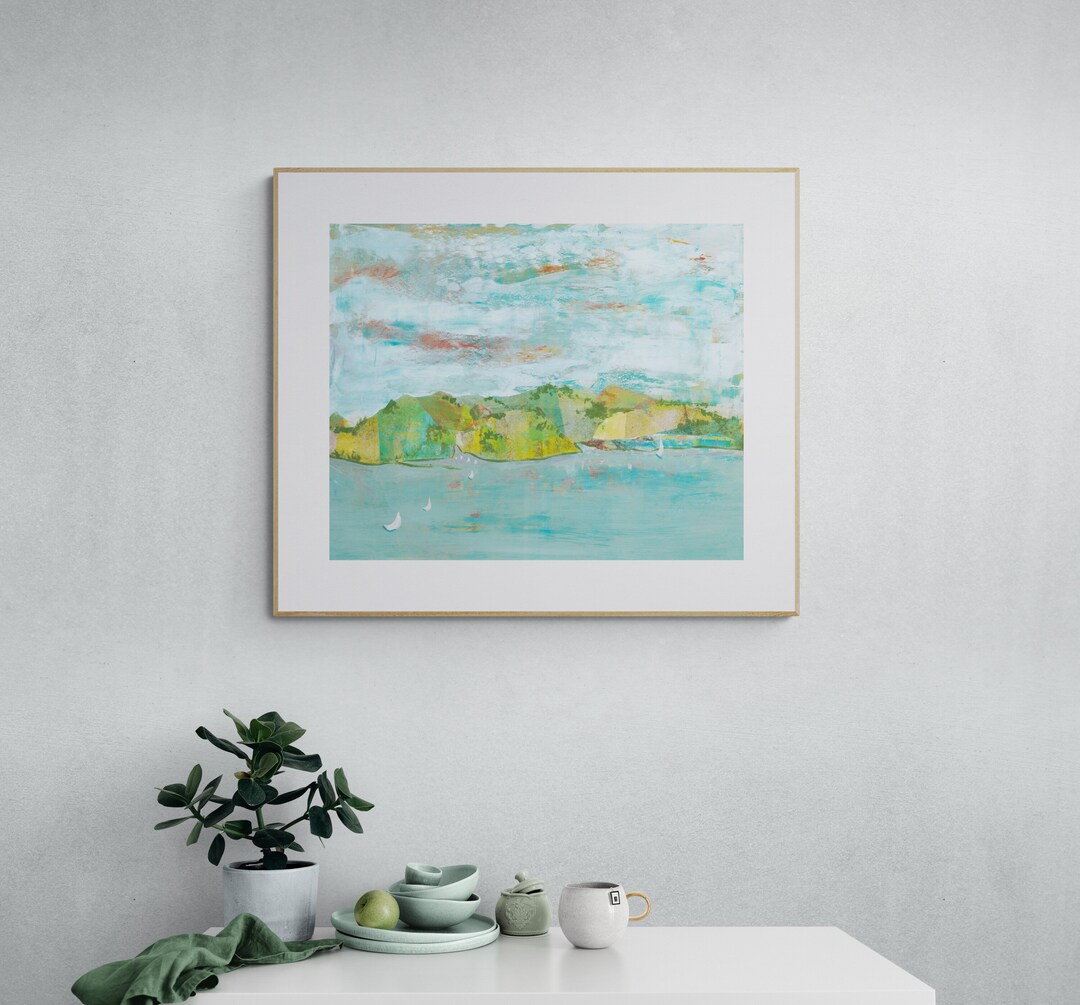Abstract Lake, Water Wall Art, Hills, Mountains Green Blue, Fine Art ...