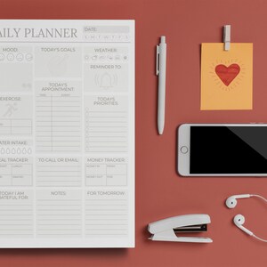 Printable Daily Planner, Digital Daily Planner, Daily To-do, Mood ...
