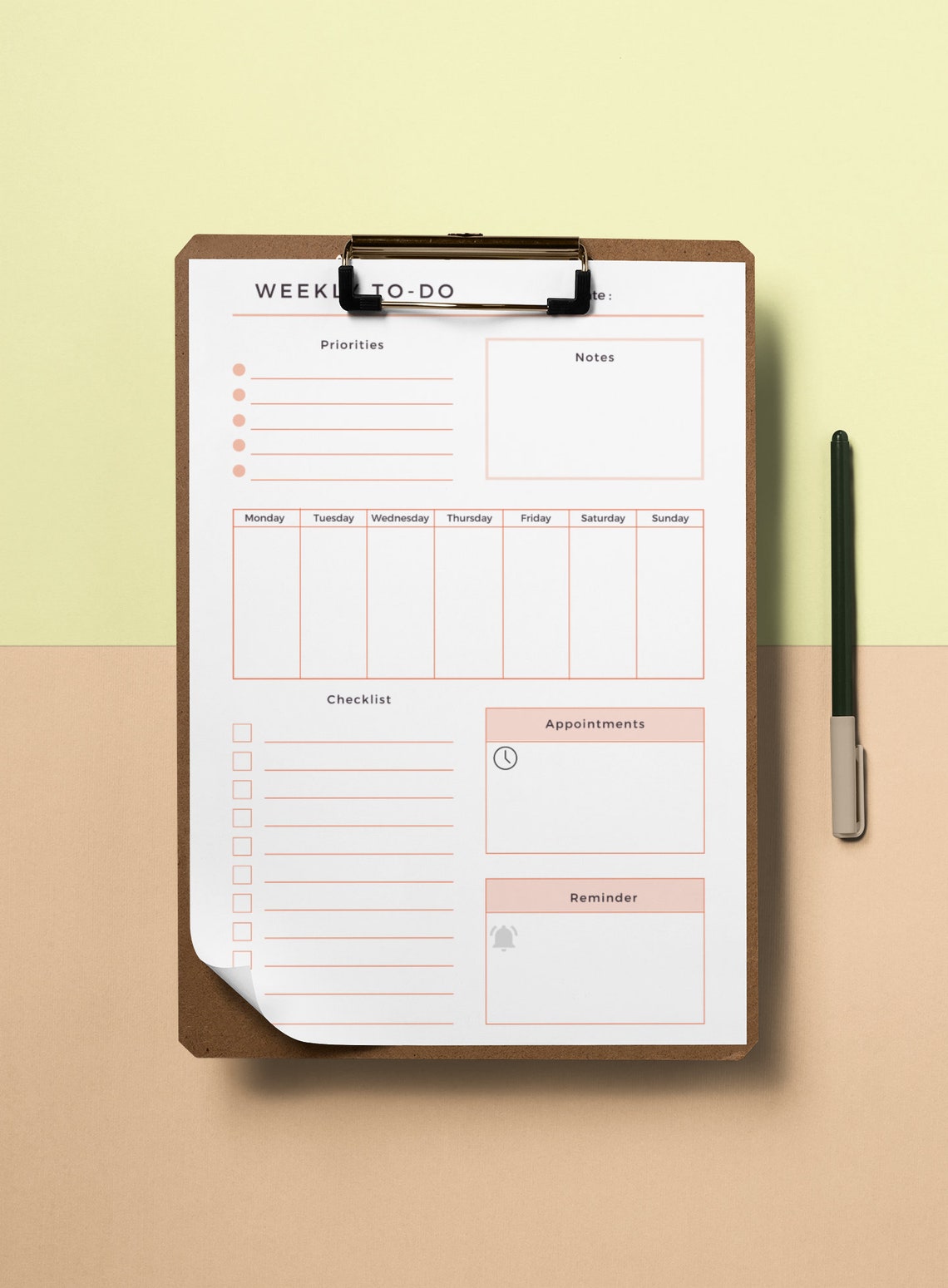 Weekly Planner, Weekly To-do List, Weekly Checklist, Weekly Reminders ...