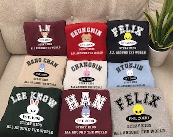 Cute Stray Kids Members Chibi Sweatshirt, Stray Kids Shirt, Stray Kids ...