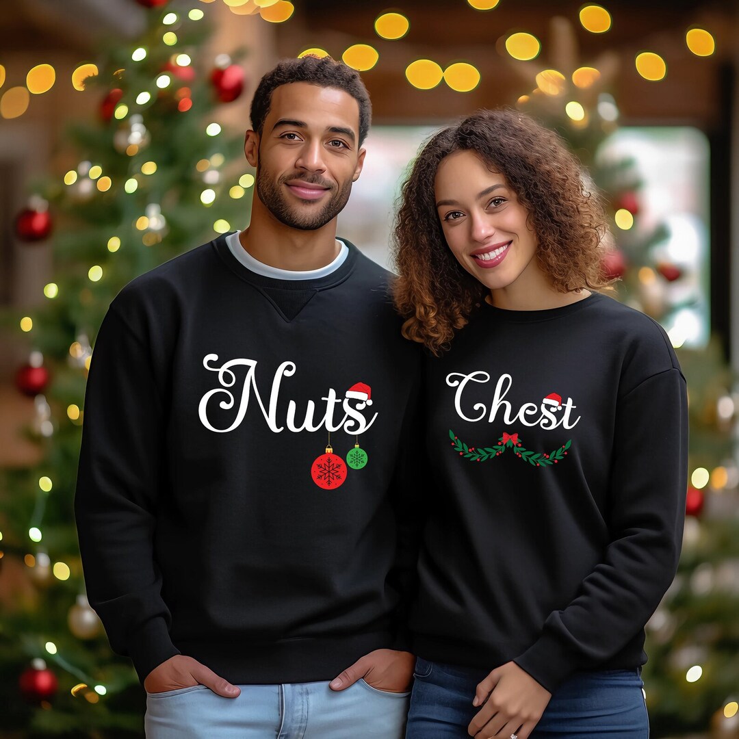 Chest Nuts Matching Christmas Sweatshirts: Funny Couples Xmas Hoodies ...