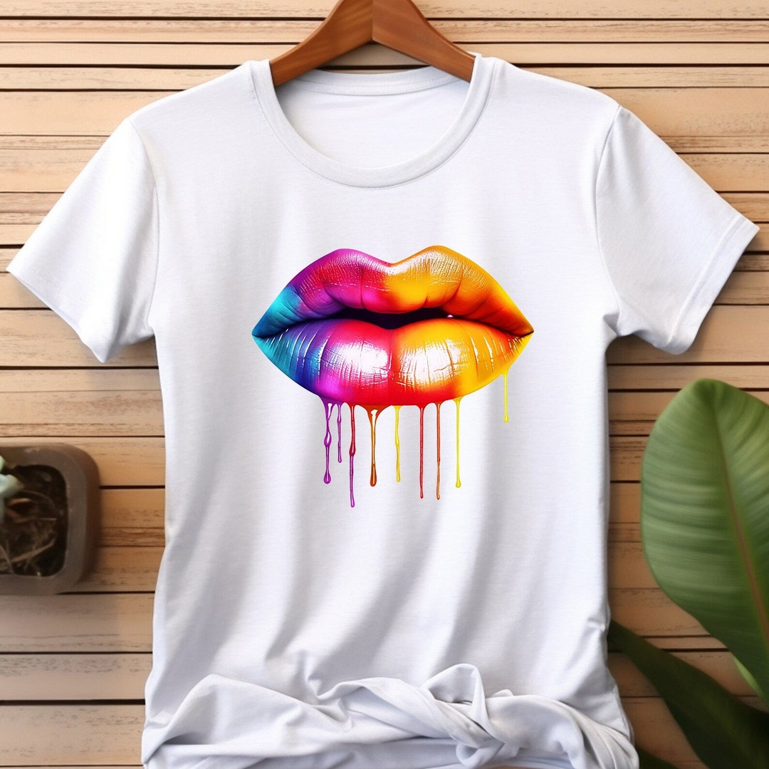 Watercolor Hot Lips Tshirt, Colorful Lips Shirt, Melting Lips Tee, LGBT ...
