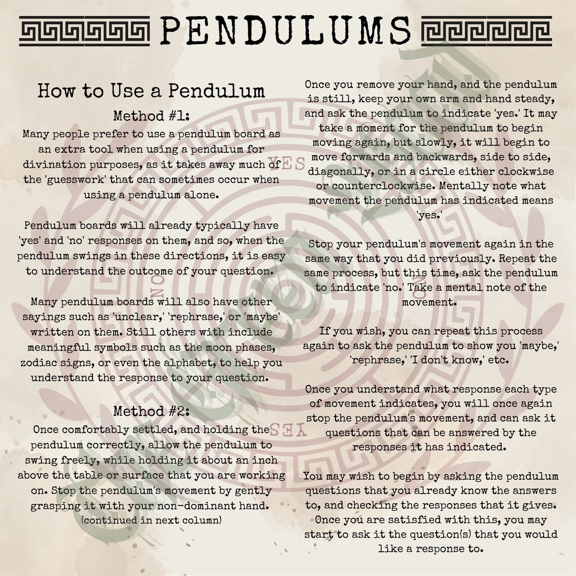 Pendulum History and Divination Usage Instructions Grimoire Book of ...