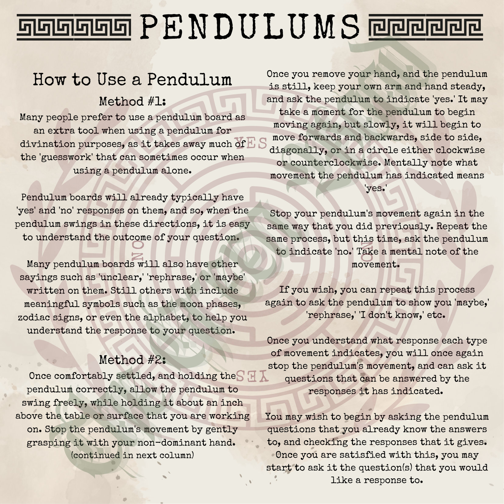 Pendulum History and Divination Usage Instructions Grimoire Book of ...