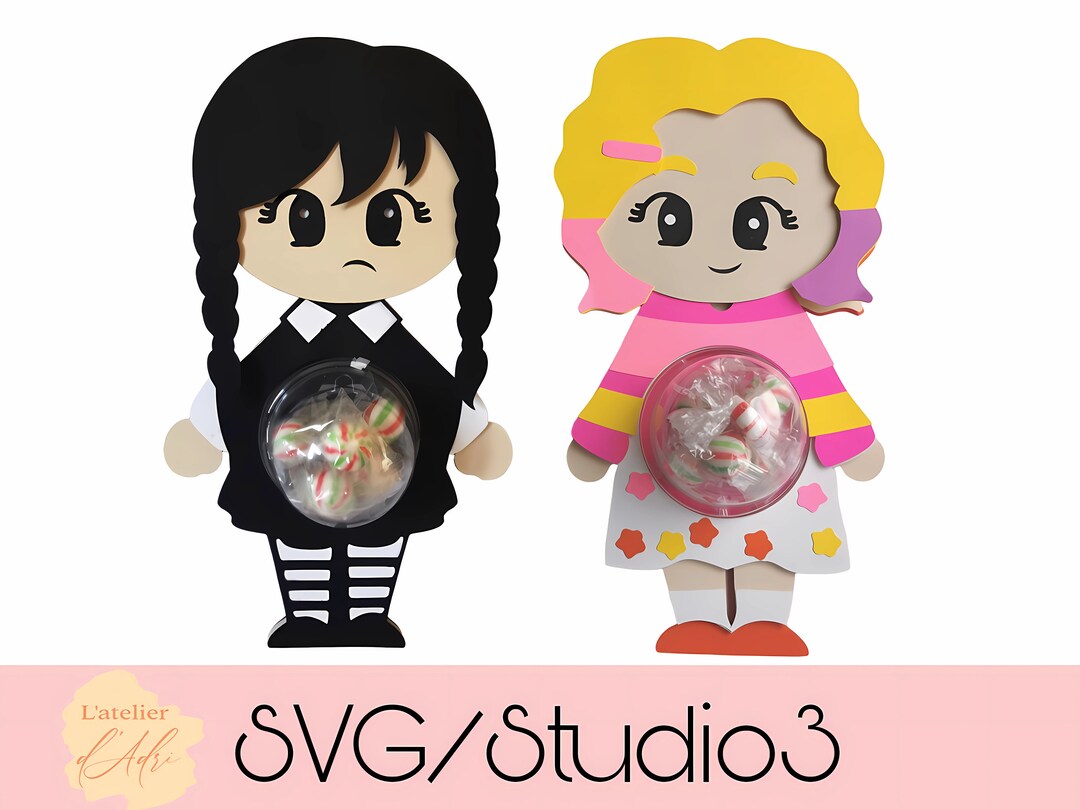 Digital-candy Holder Wednesday/ Candy Holder Enid/ Addams SVG/ Addams ...