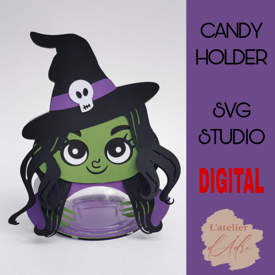 Digital_witch Halloween Candy Holder/ Dome Size 8cm/ Open and Close ...