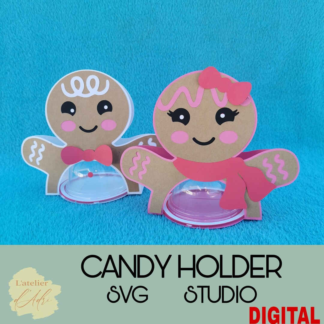 DIGITAL_ Ginger Cookie Set Candy Holder/ Dome Size 8cm / Open and Close ...