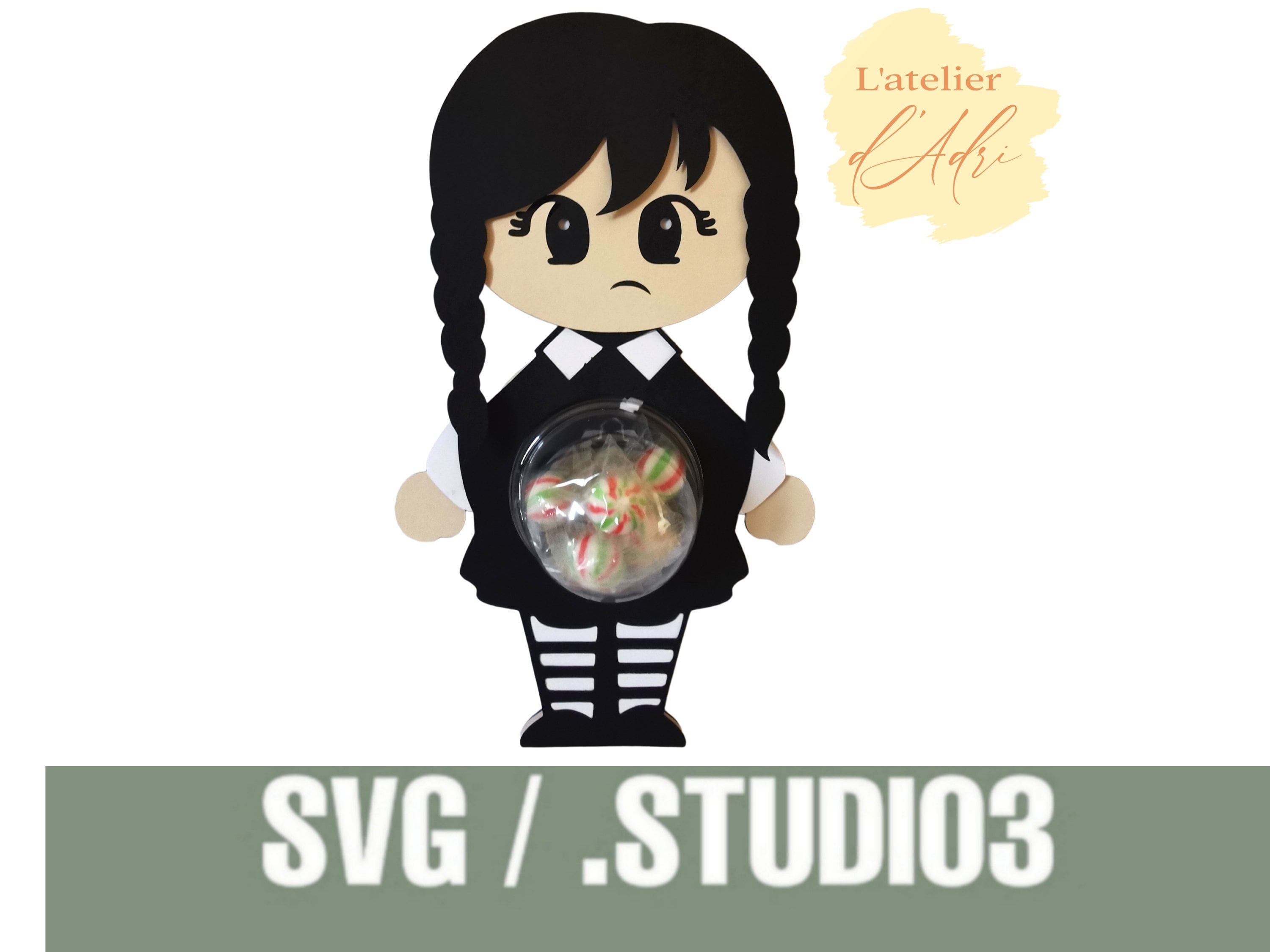 Digital-porte-bonbons Merlina/candy Dome Wednesday /mercredi Addams/svg ...