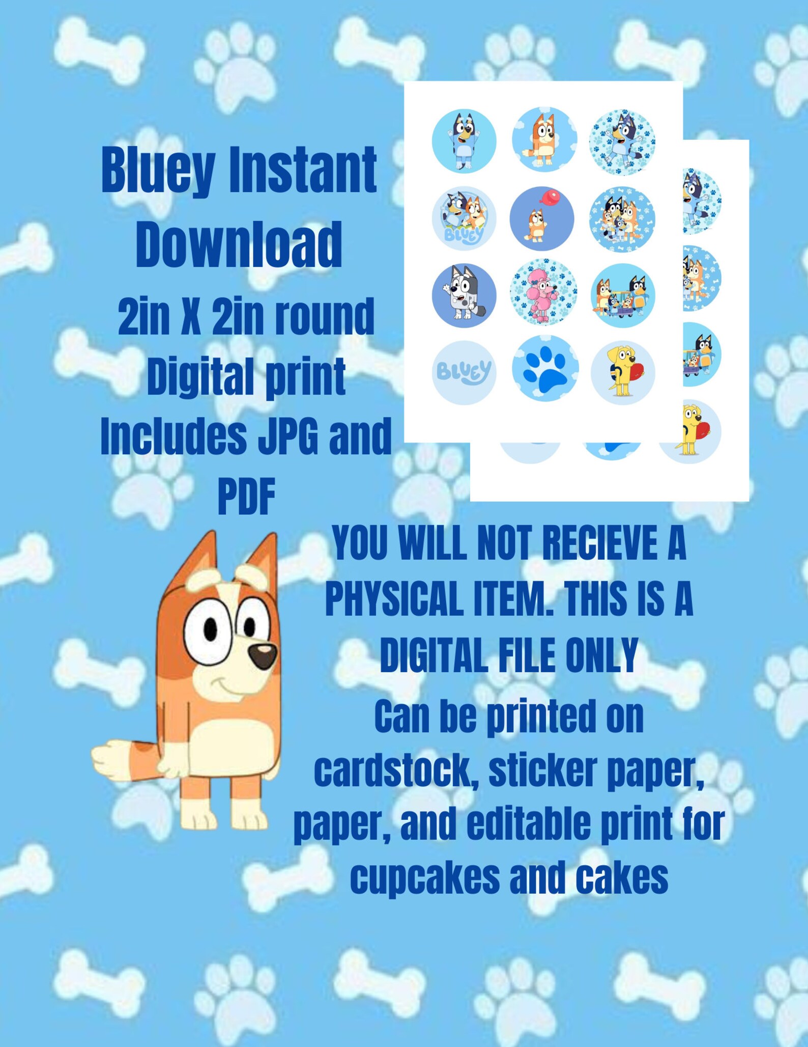 Bluey Digital Toppers, Bluey Digital Png, Bluey Digital Print, Bluey ...