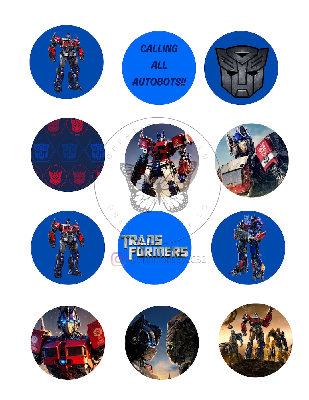 Transformers Toppers, Transformers Digital Prints, Transformers Digital ...