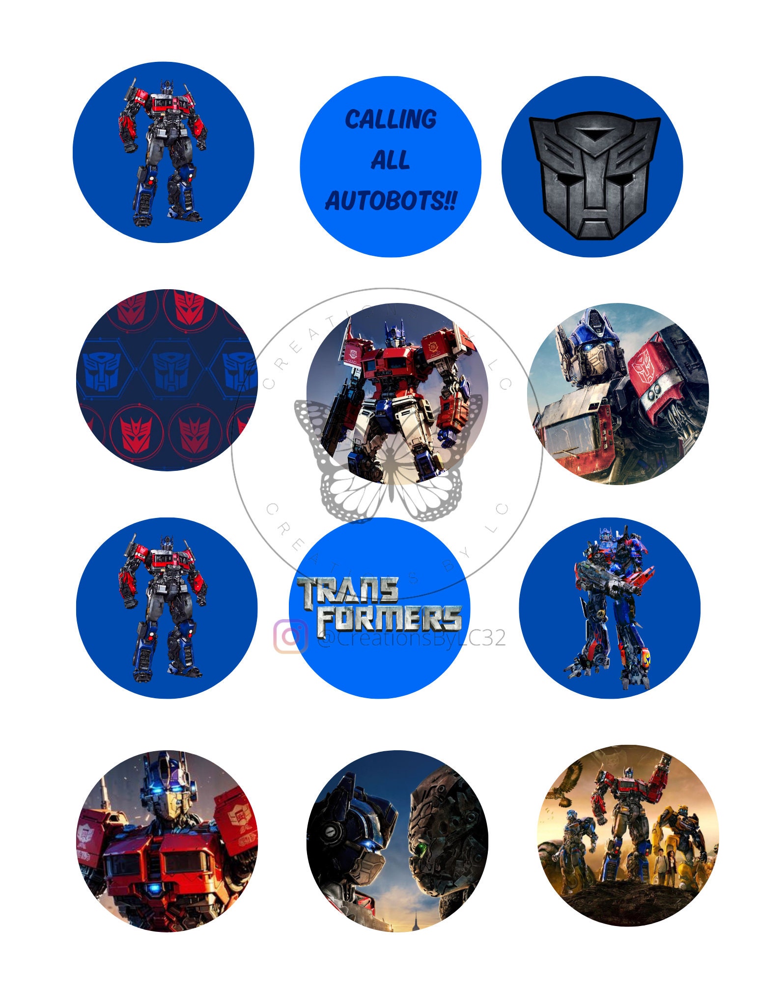Transformers Toppers, Transformers Digital Prints, Transformers Digital ...