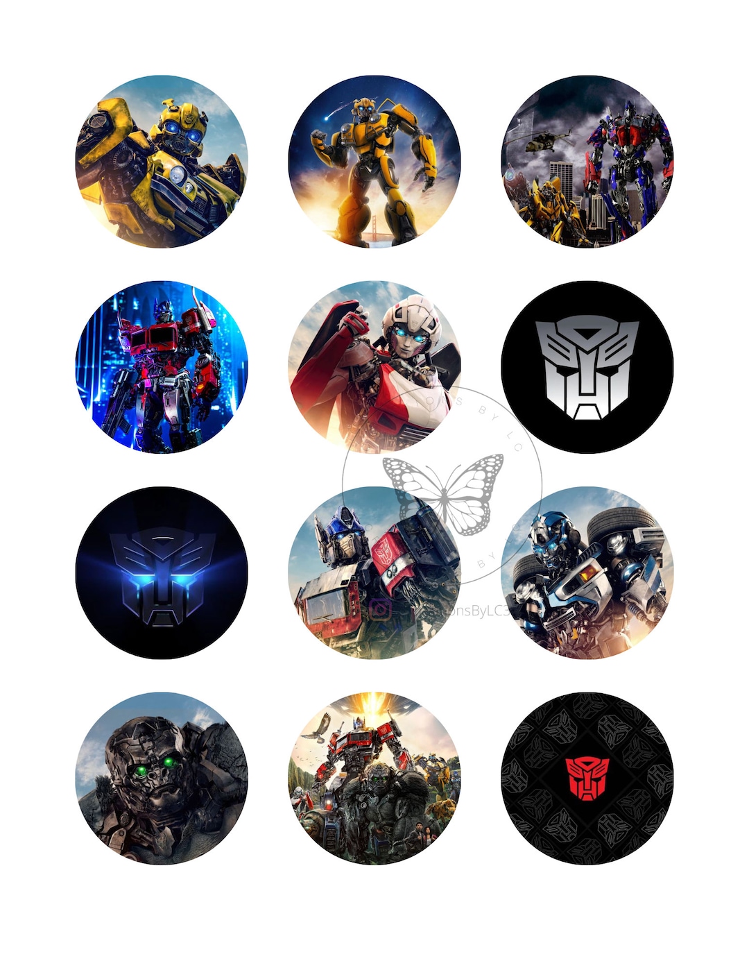 Transformer Digital Cup Toppers, Transformers Printable Cupcake Toppers ...