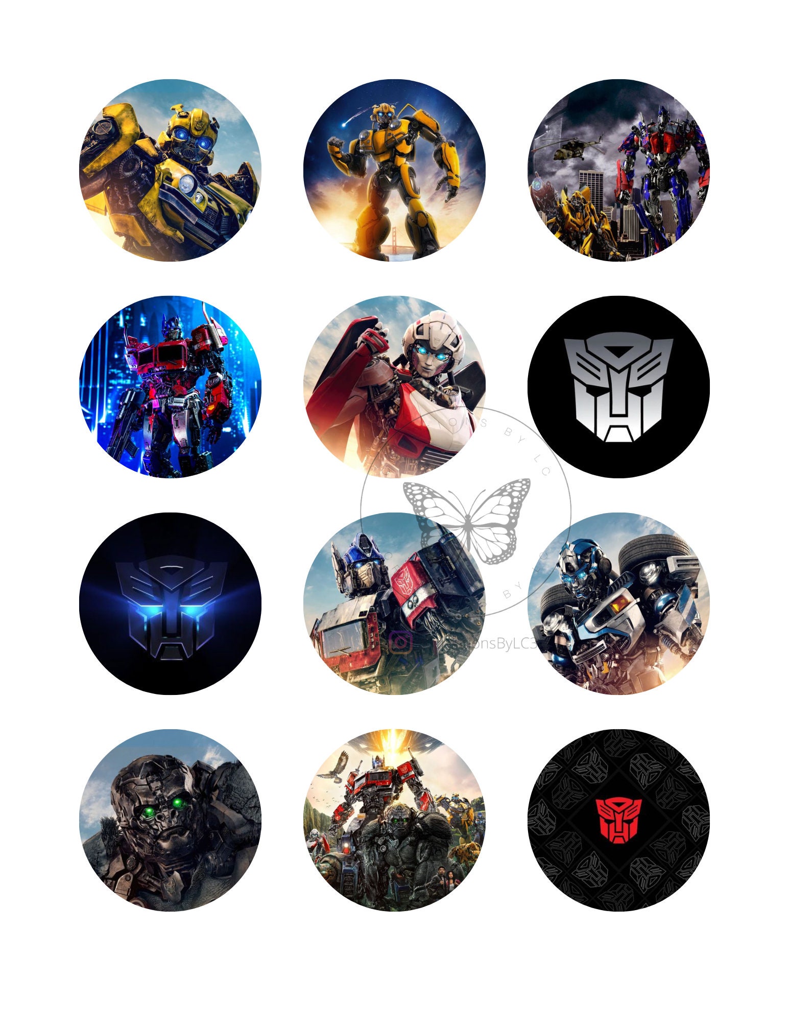 Transformer Digital Cup Toppers, Transformers Printable Cupcake Toppers ...
