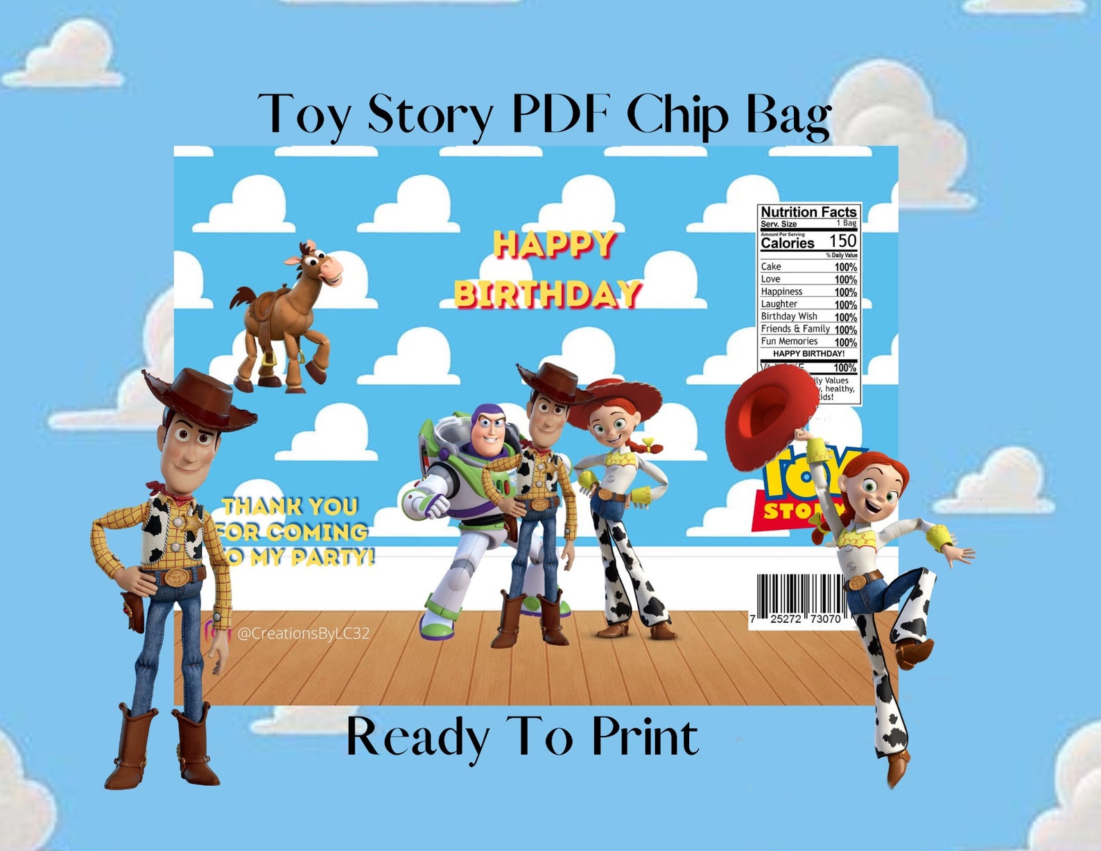Instant Digital Download Print, Toy Story Chip Bag, Printable Birthday ...