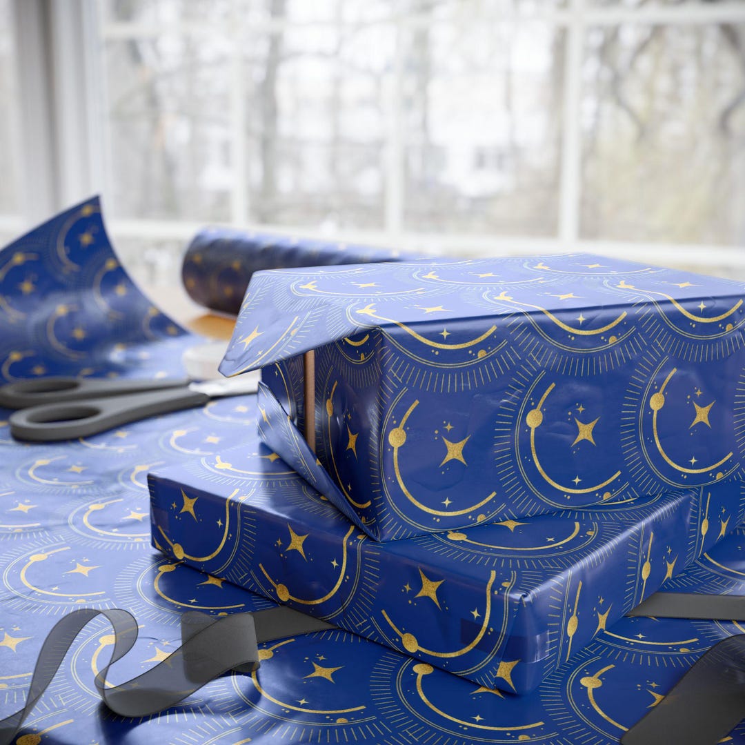 Celestial Wrapping Paper Starry Night Gift Wrap, Birthday, Holiday ...
