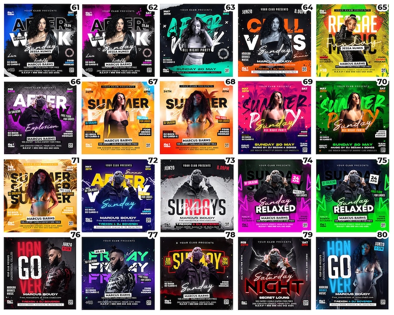 100 Party Flyers Bundle | Club Flyers Templates Perfect for DJ or Night ...