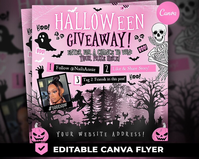 Halloween Giveaway Flyer, Halloween Flyer, October Giveaway Flyer, Hair ...