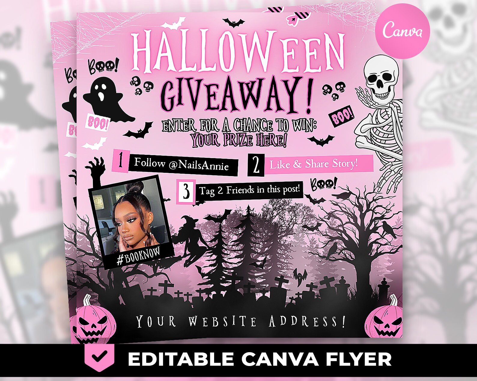 Halloween Giveaway Flyer, Halloween Flyer, October Giveaway Flyer, Hair ...