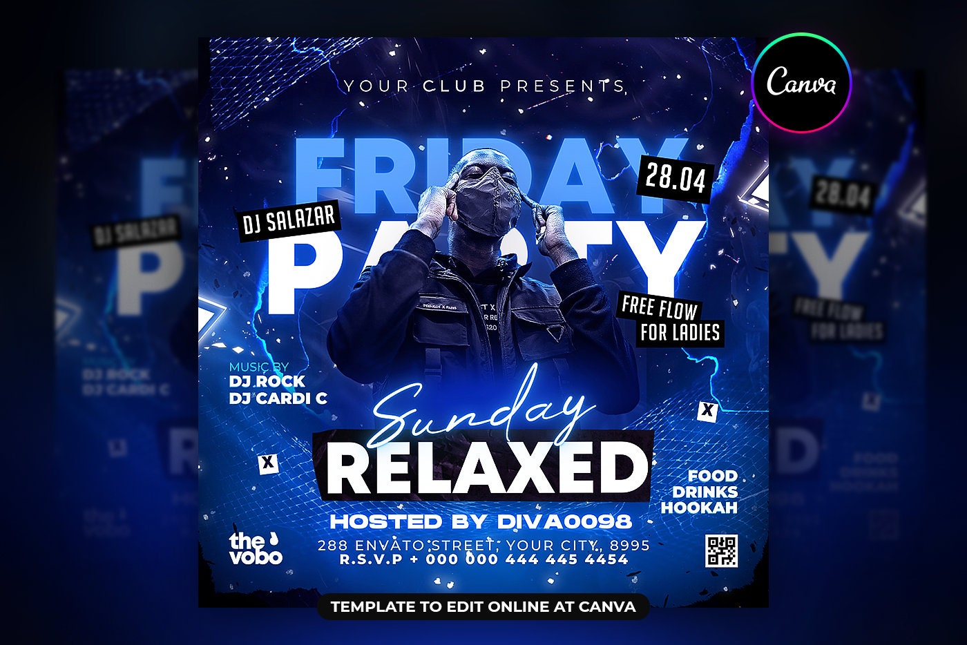 EDITABLE Party Flyer, Canva Club Flyer Template Perfect for DJ or Night ...