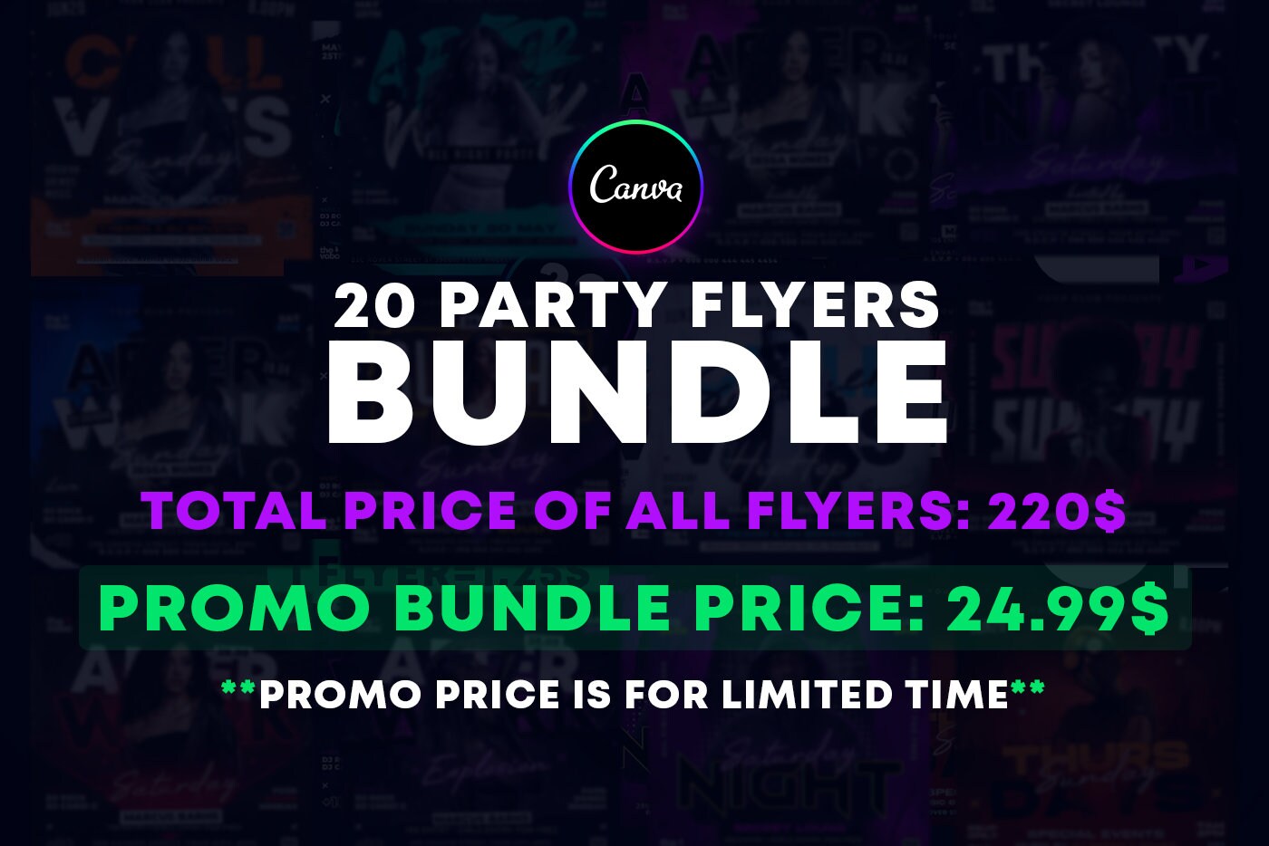MEGA BUNDLE 20 Canva Party Flyers Club Flyers Templates - Etsy