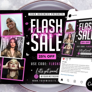 Flash Sale Flyer Template, New Arrival Shop Now Hair Bundles Lash Tech ...
