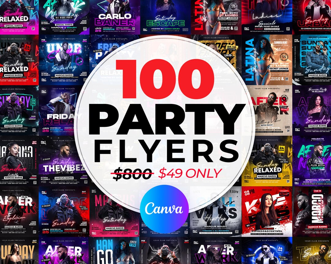 100 Party Flyers Bundle | Club Flyers Templates Perfect for DJ or Night ...