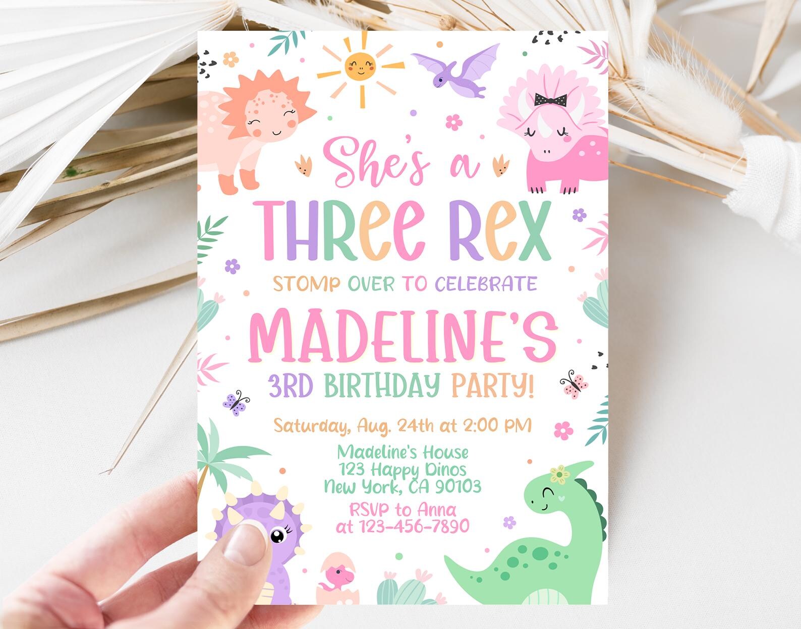 Three Rex Invitation, Dinosaur Invitation, She's a Three Rex Invite ...