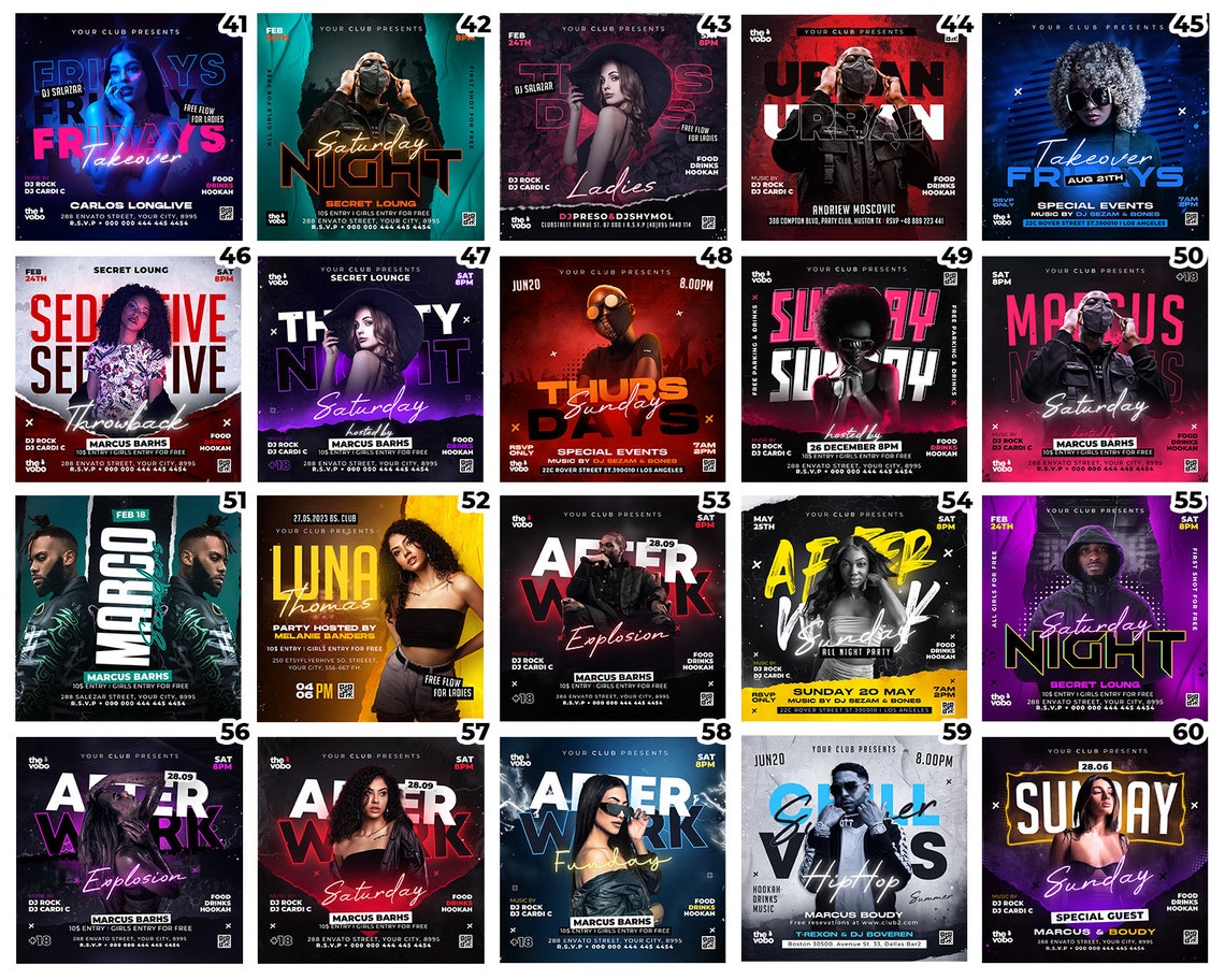 100 Party Flyers Bundle | Club Flyers Templates Perfect for DJ or Night ...