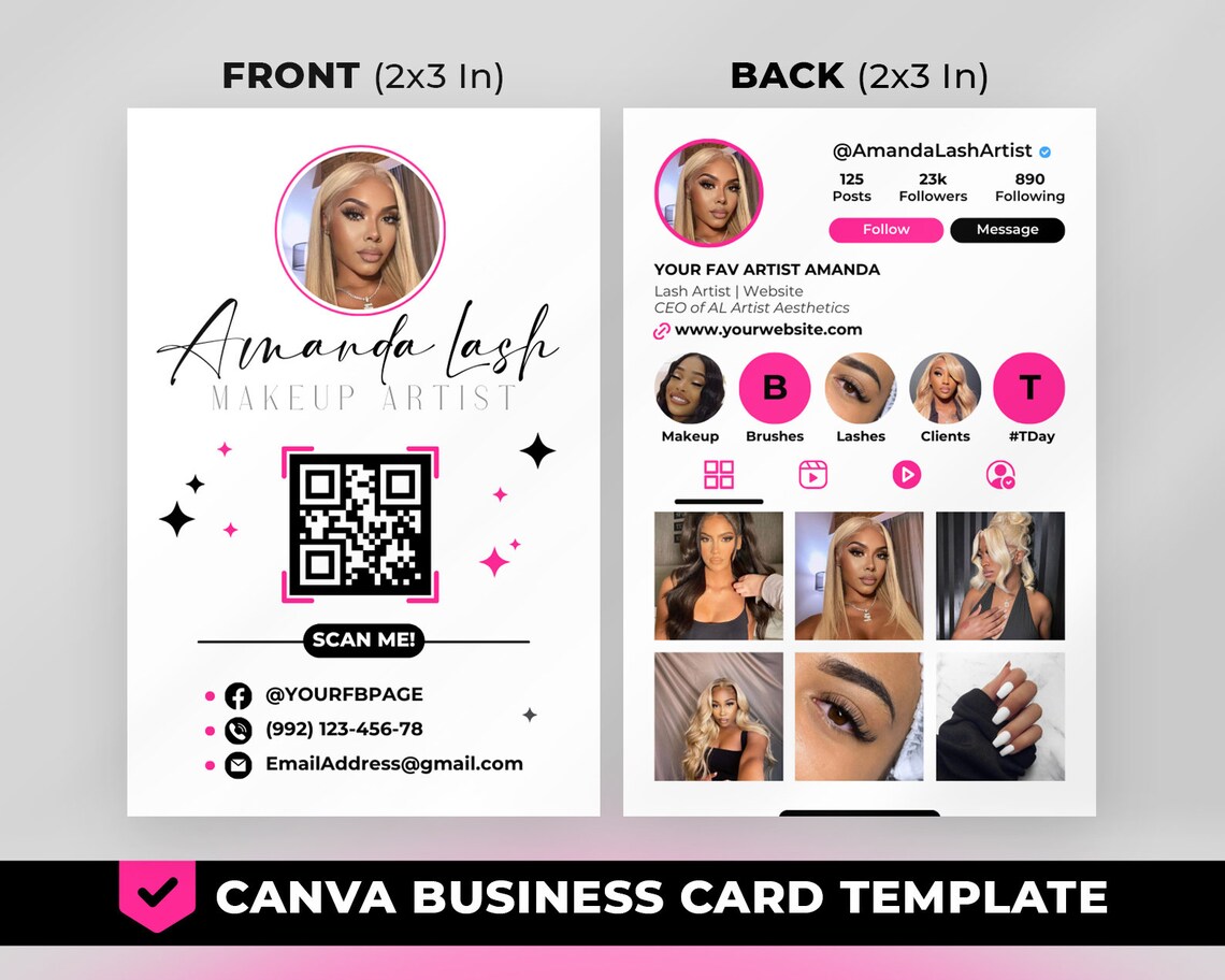 Instagram Business Cards DIY Canva Business Card Template - Etsy