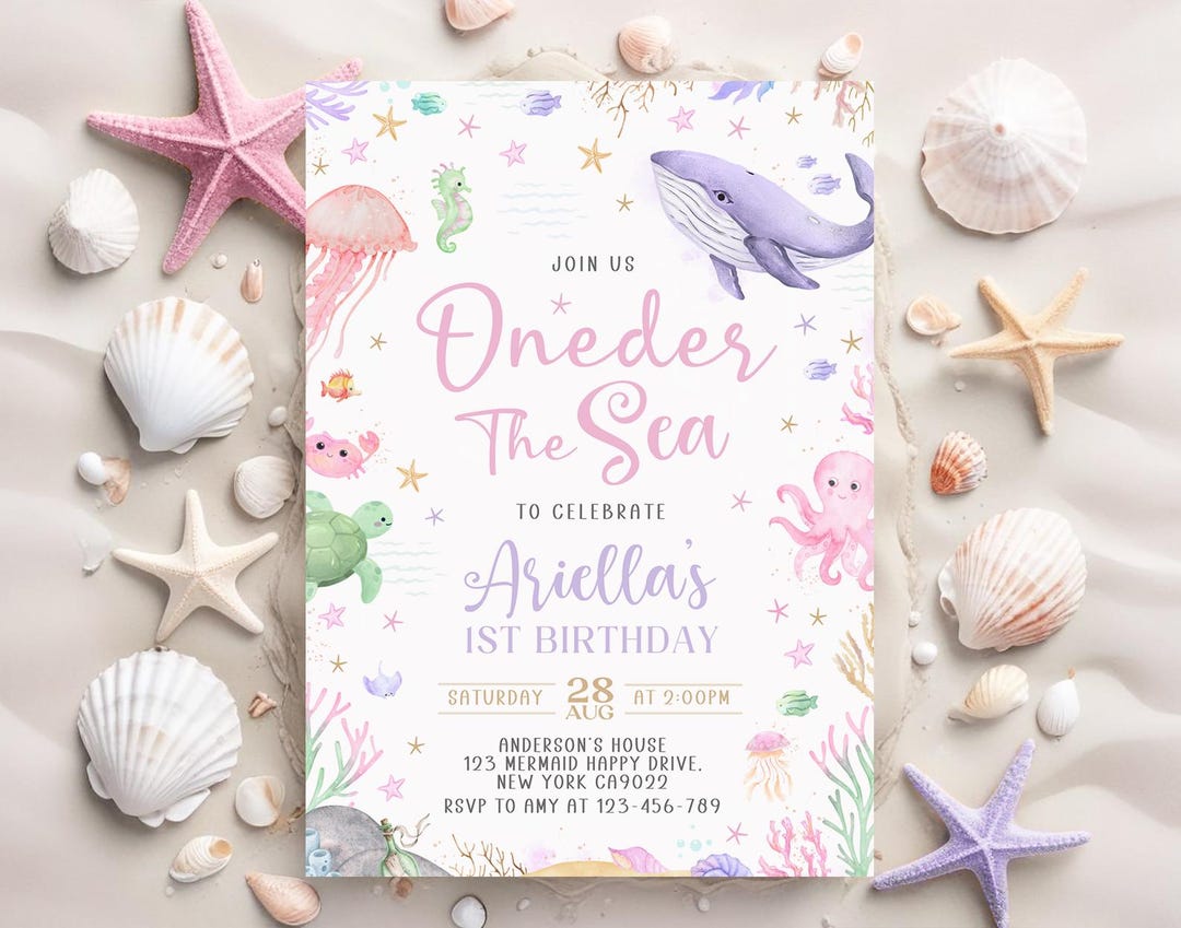 Oneder the Sea Birthday Invitation, Under the Sea Editable Template ...