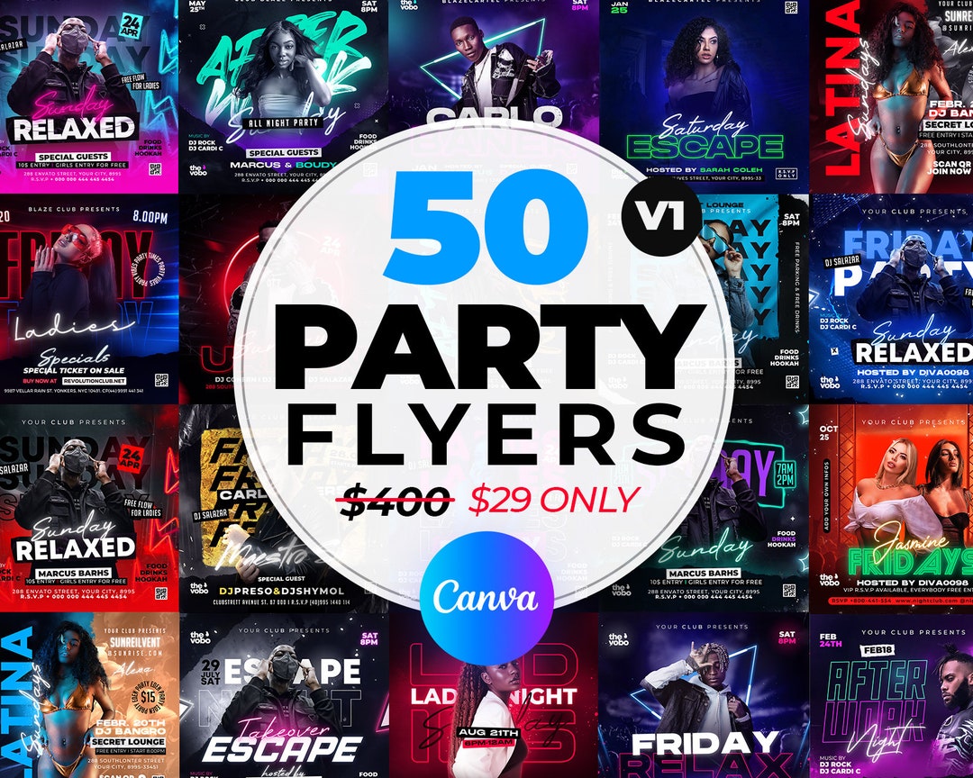50 Party Flyers Bundle V1 | Club Flyers Templates Perfect for DJ or ...