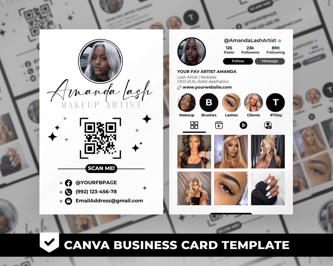 Instagram Business Cards, DIY Canva Business Card Template Design, IG ...