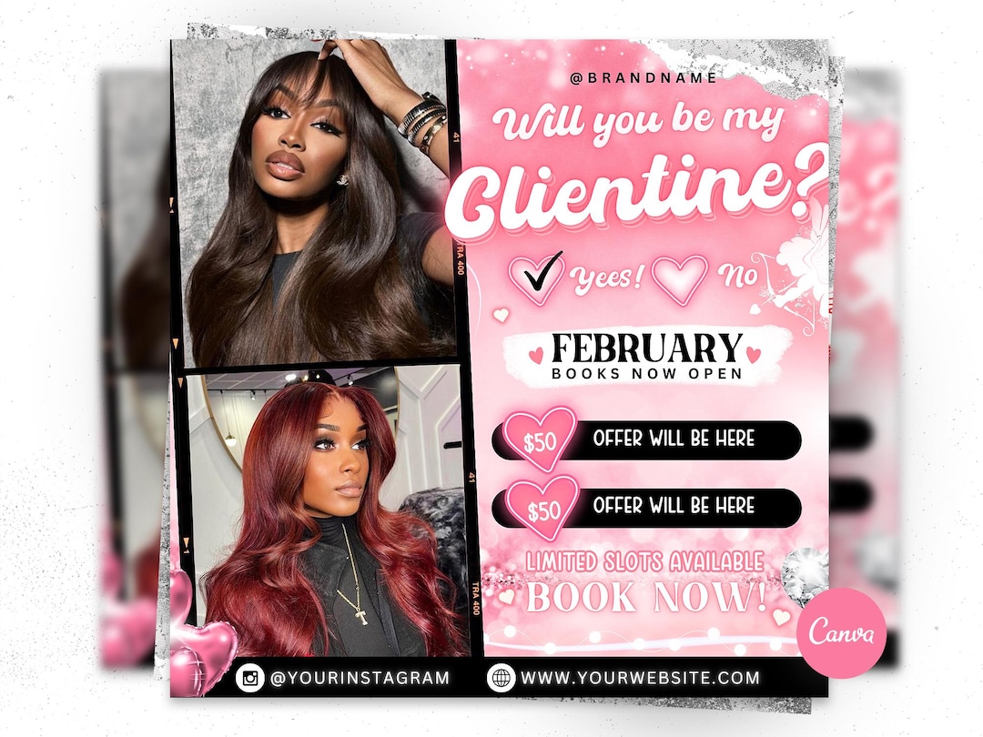 February Booking Flyer, Valentines Day Booking Flyer, Hair Flyer ...