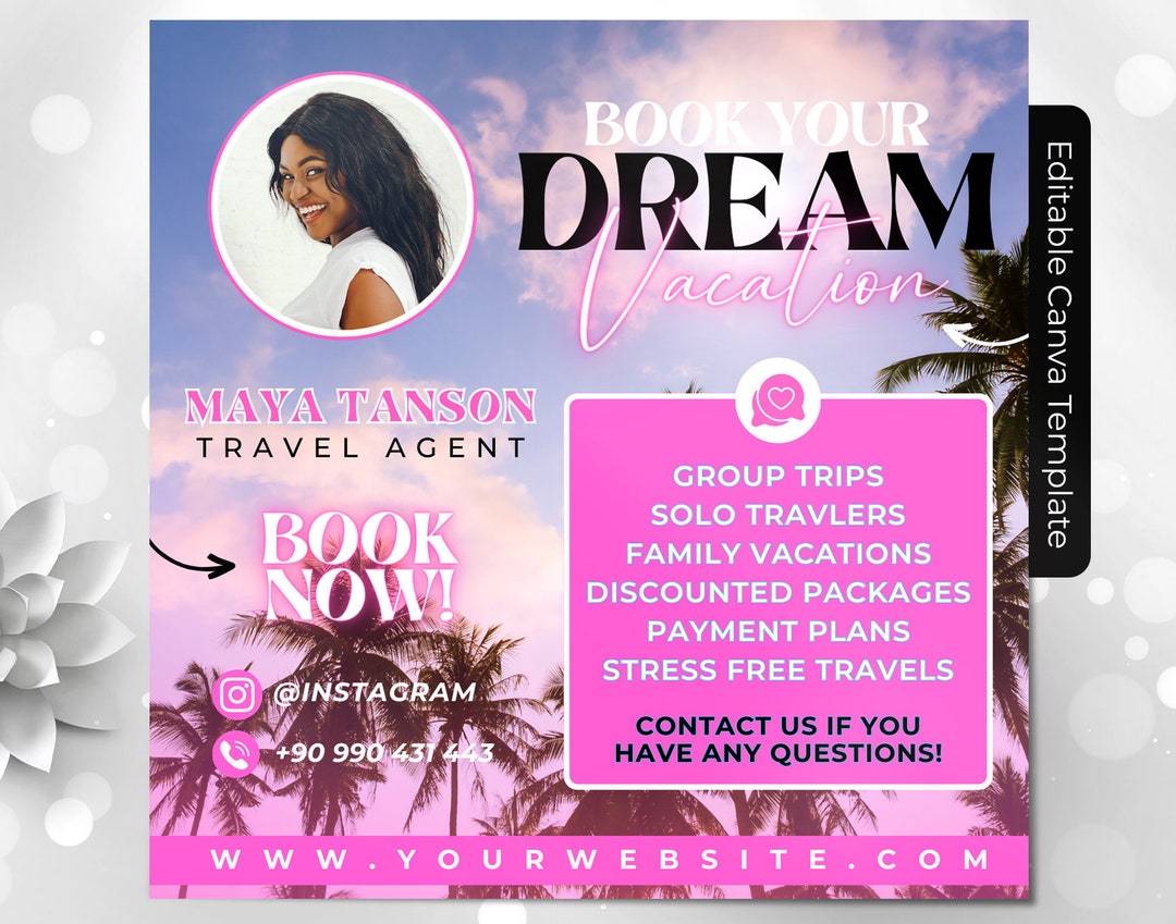 Editable Travel Agent Flyer, Travel Flyer, Travel Agent, Social Media ...