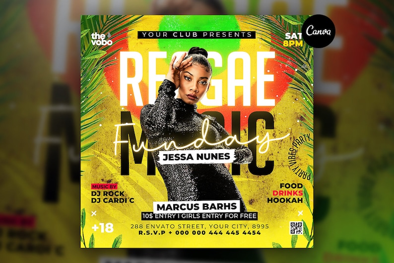 Reggae Club Flyer Party Flyer Canva Editable Canva Template - Etsy