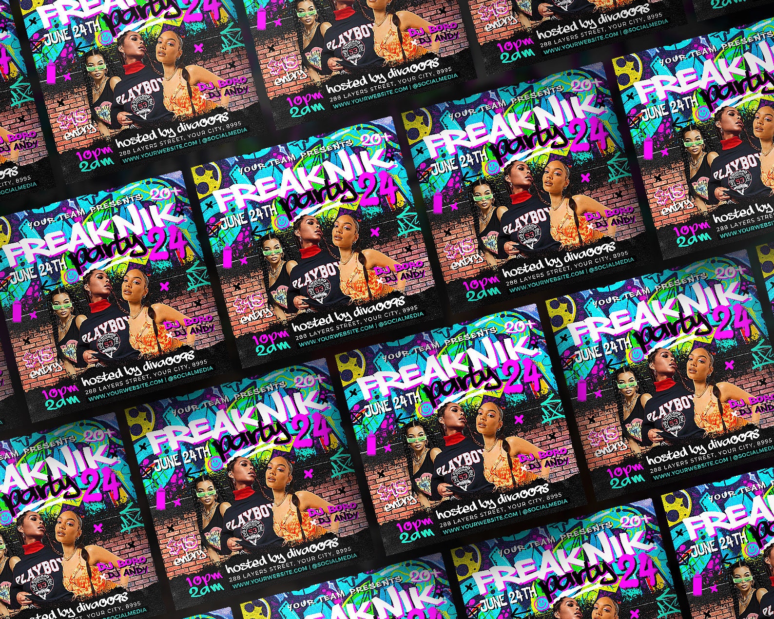 Freaknik Flyer, Editable Freaknik Party Flyer, Club Flyer, Party Flyer ...