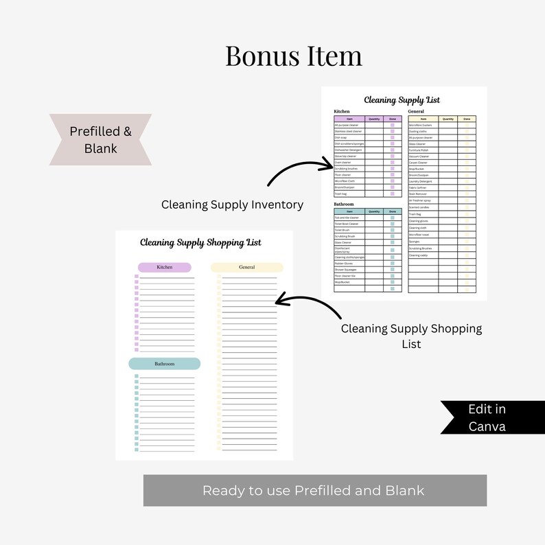 EDITABLE Cleaning Schedule Bundle|editable Cleaning Checklist| Daily ...
