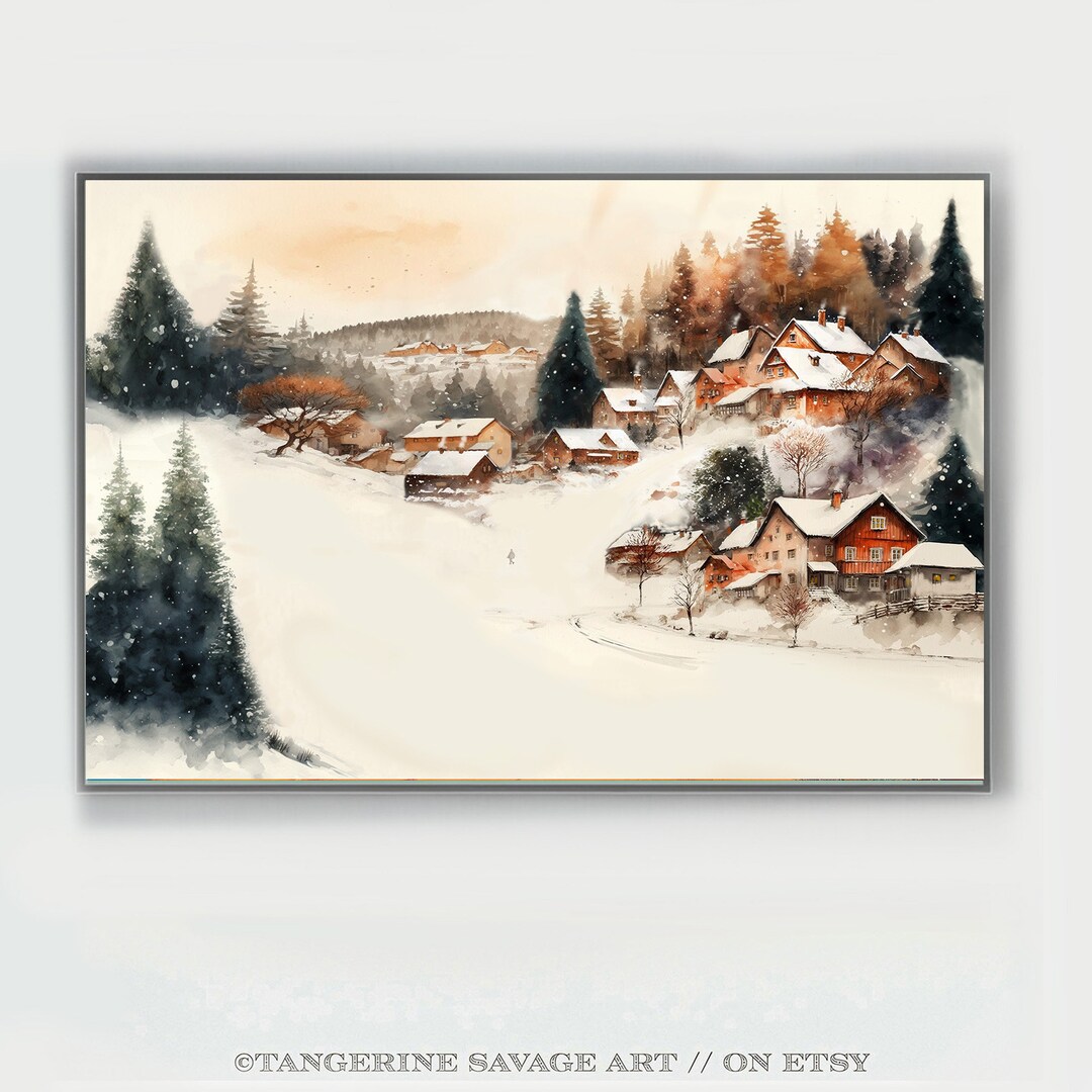 Winter Print Watercolor Christmas Painting Printable Wall - Etsy