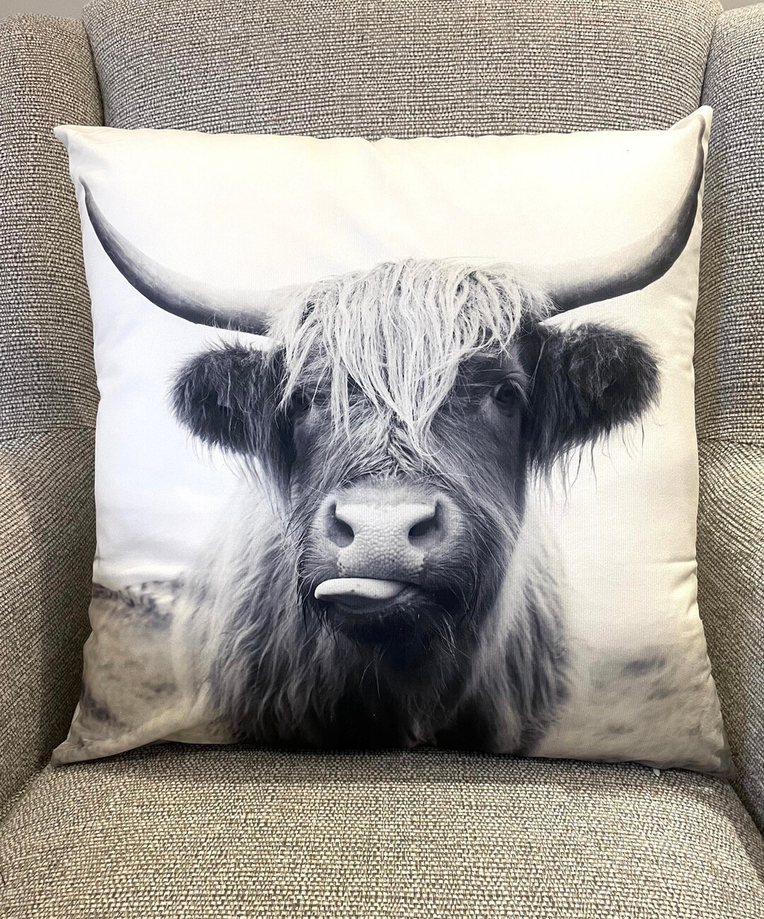 Highland Cow Cushion Cover Highland Cow Home Decor Black - Etsy