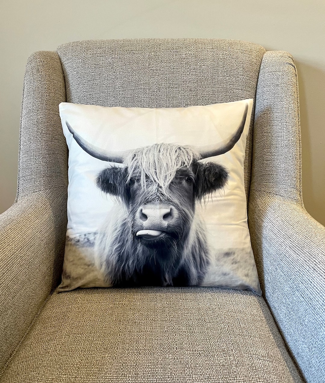 Highland Cow Cushion Cover Highland Cow Home Decor Black and White Cow ...