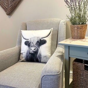 Highland Cow Cushion Cover Highland Cow Home Decor Black and White Cow ...