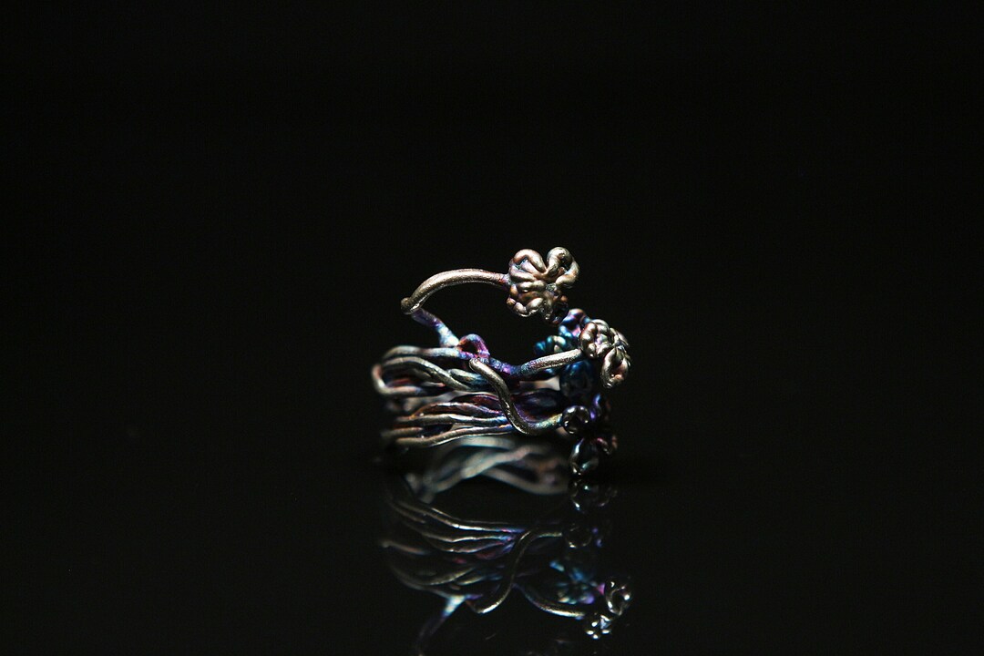 The Dream Alchemy Flower Ring in Blue Silver Lilac Earrings as a Gift ...